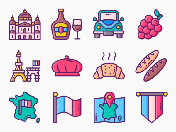 75 France Icon Set - Flat Icons
