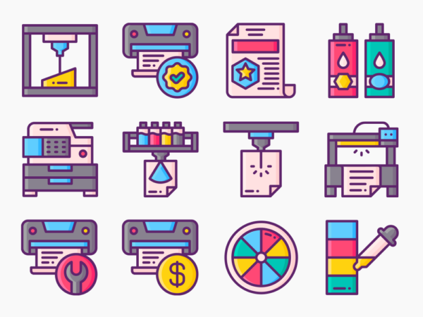 70 Printing Icon Set - Flat Icons