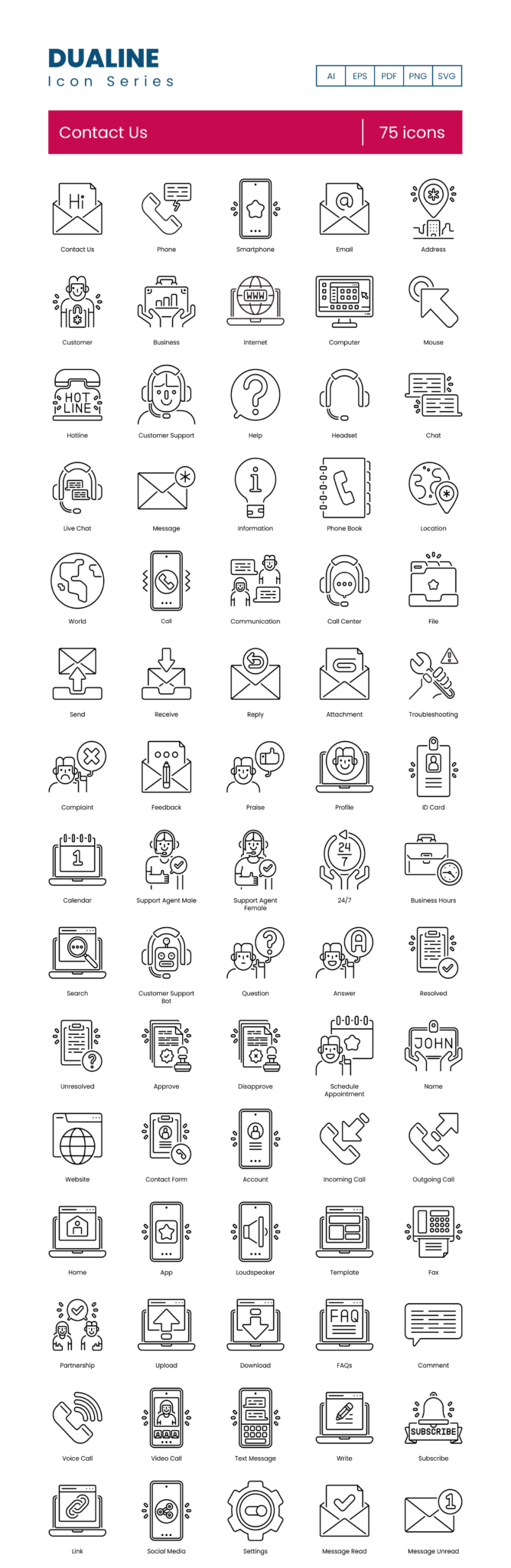 75 Get in Touch Icon Set - Flat Icons