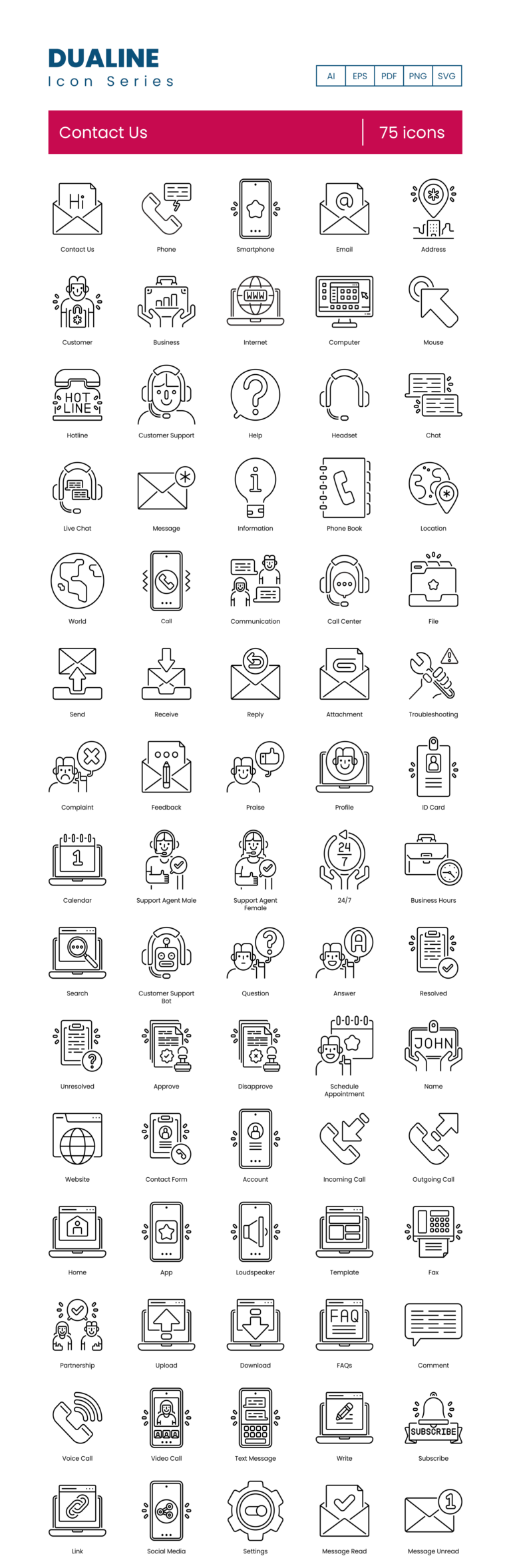 75 Get in Touch Icon Set - Flat Icons