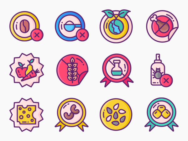 75 Product Labeling Icon Set - Flat Icons