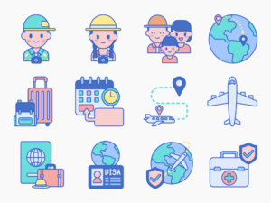 50 Vacation Planning - Trip Abroad Icon Set - Flat Icons