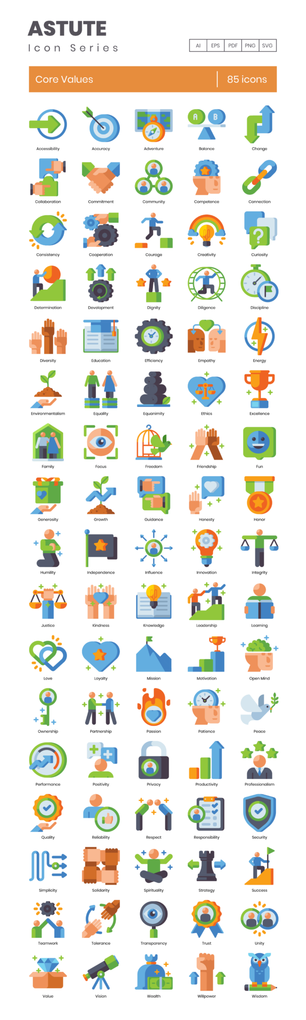 85 Vision and Mission Icon Set - Flat Icons
