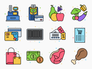 90 Food Store Icon Set - Flat Icons