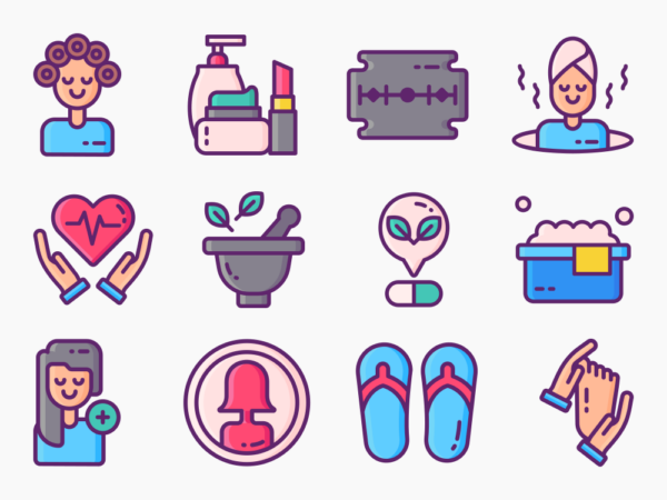 80 Hair and Beauty Icon Set - Flat Icons