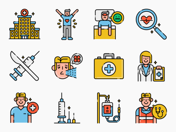 75 Health Protection Icon Set - Flat Icons