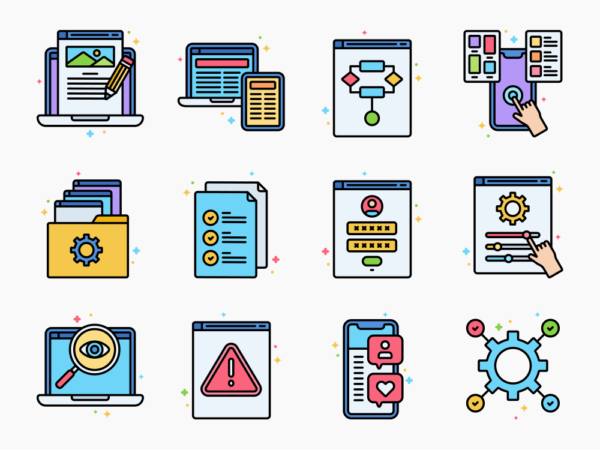 90 Web Engineering Icon Set - Flat Icons