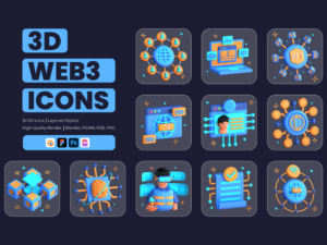 3D Web3 Icon Set - Flat Icons