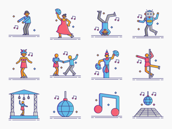 80 Dance Icon Set - Flat Icons