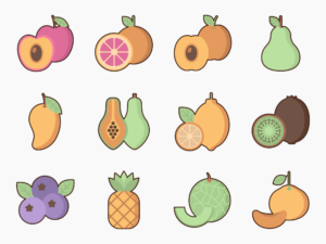 60 Fruit Produce Icon Set - Flat Icons