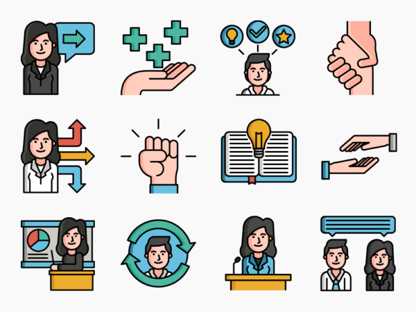 70 Mentoring and Training Icon Set - Flat Icons