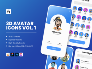 3D Avatar Icon Set - Flat Icons