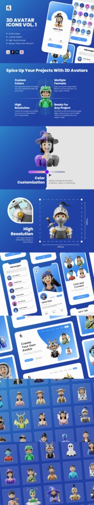 3D Avatar Icon Set - Flat Icons