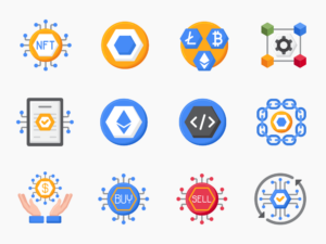 65 Non-Fungible Tokens Icon Set - Flat Icons