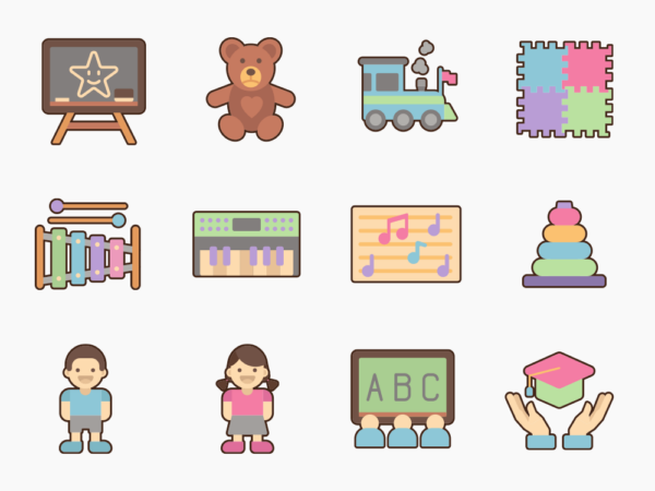 70 Childcare Center Icon Set - Flat Icons