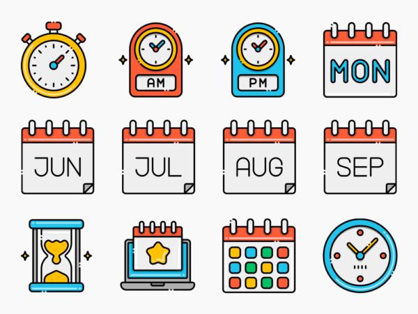 75 Date and Time Icon Set - Flat Icons