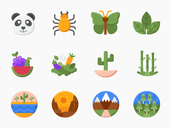 90 Natural World Icon Set - Flat Icons