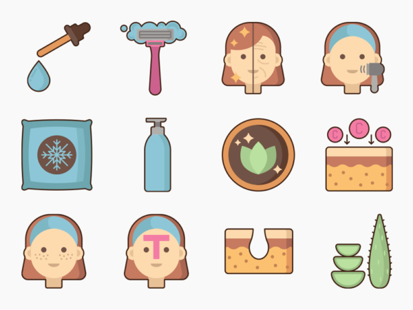 95 Skincare Icon Set - Flat Icons