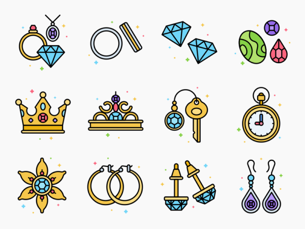 65 Jewelry Icon Set - Flat Icons