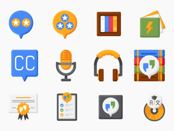 65 Language Education Icon Set - Flat Icons