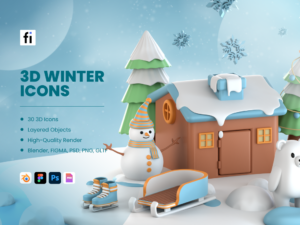 3D Winter Icon Set - Flat Icons