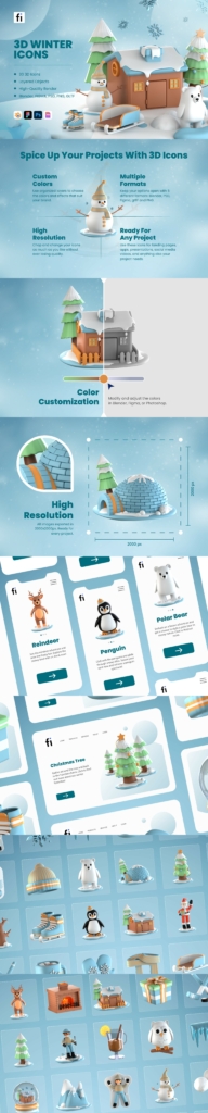 3D Winter Icon Set - Flat Icons