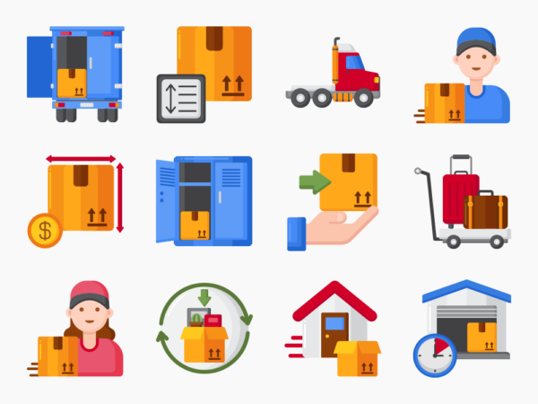 75 Moving and Storage Icon Set - Flat Icons
