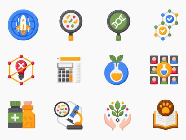 80 Science Icon Set - Flat Icons
