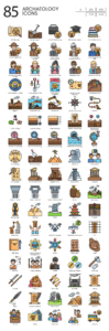 85 Archaeology Icon Set - Flat Icons