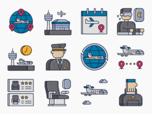 75 Air Traffic Icon Set - Flat Icons
