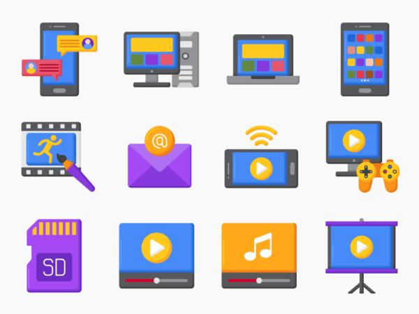 85 Multimedia Icon Set - Flat Icons