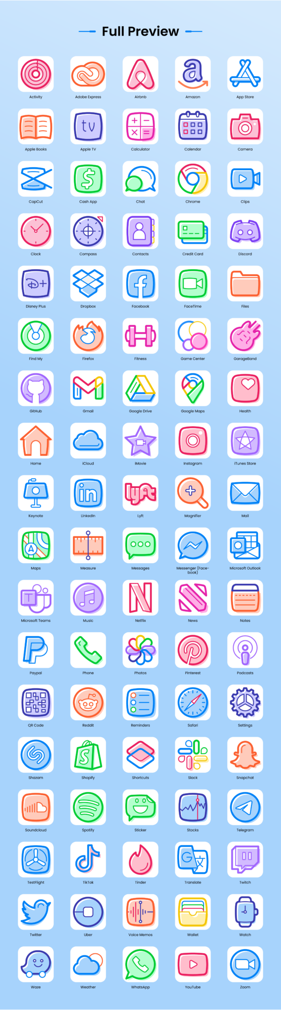 Free iOS 17 Icon Set - Flat Icons
