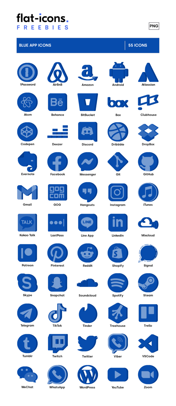 Blue App Icon Set - Free - Flat Icons