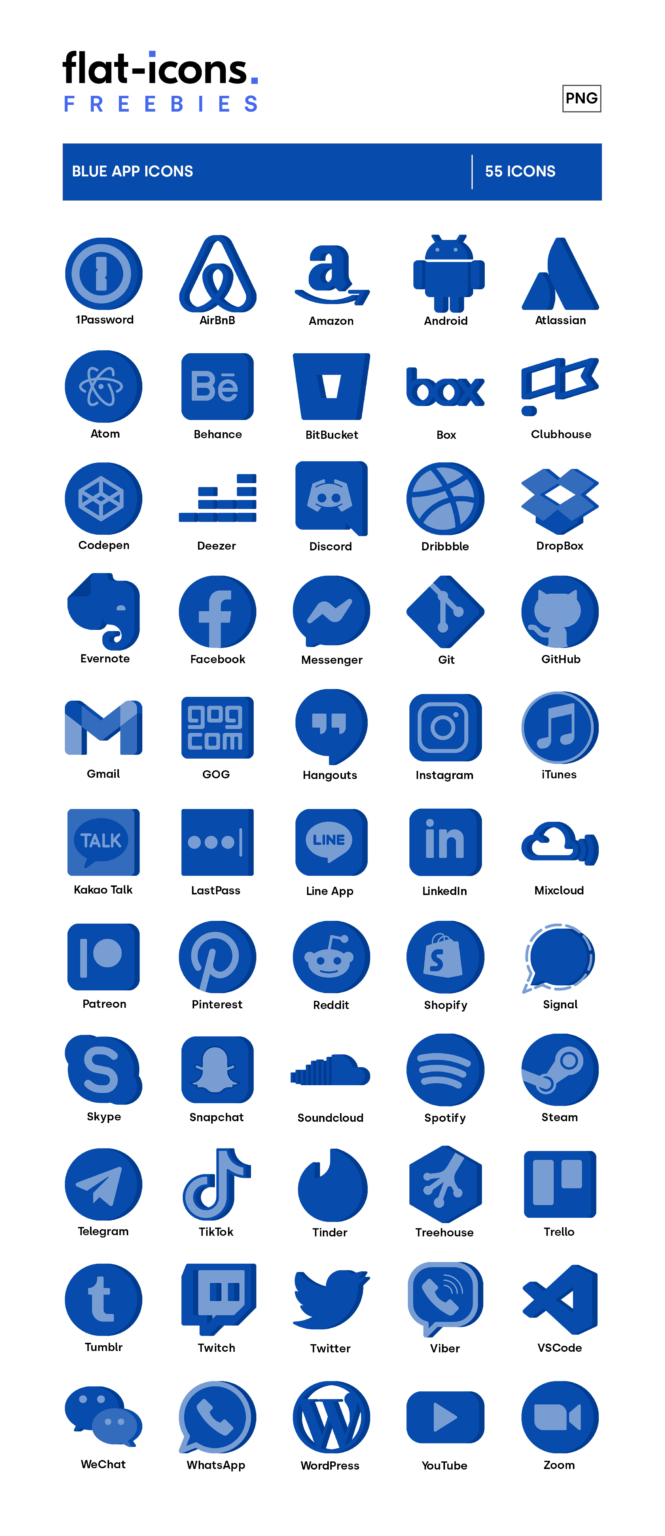Blue App Icon Set - Free - Flat Icons