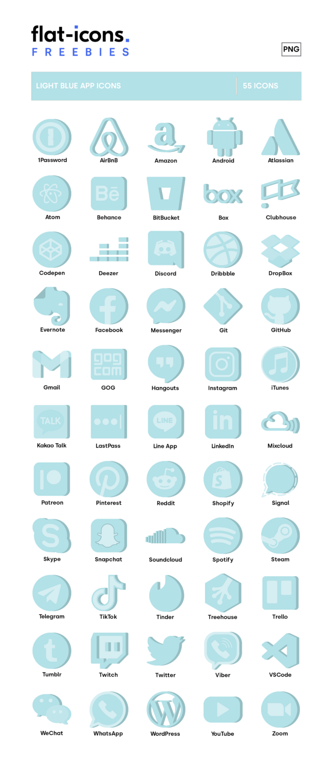 Light Blue App Icon Set - Free - Flat Icons