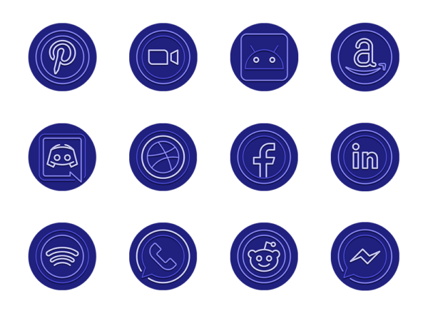 Neon Blue App Icon Set - Free - Flat Icons