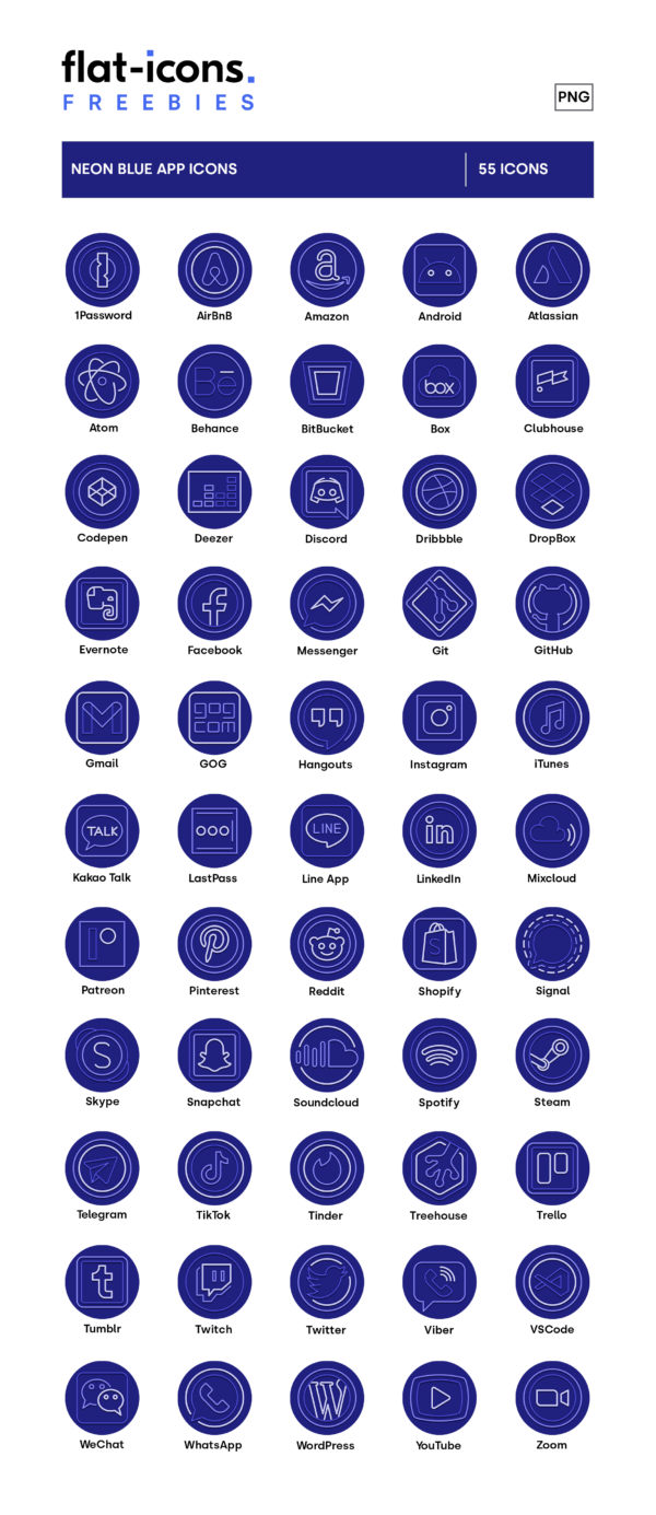 Neon Blue App Icon Set - Free - Flat Icons
