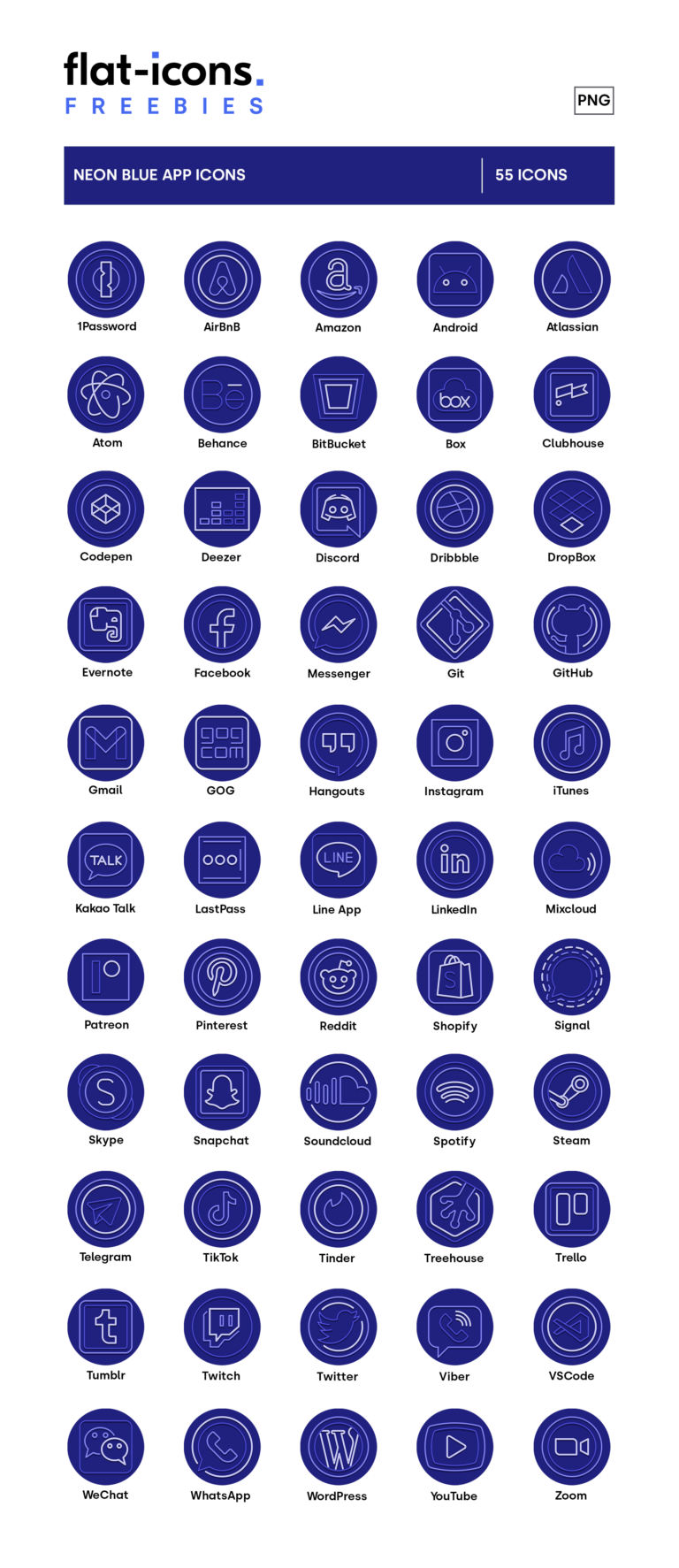 Neon Blue App Icon Set - Free - Flat Icons