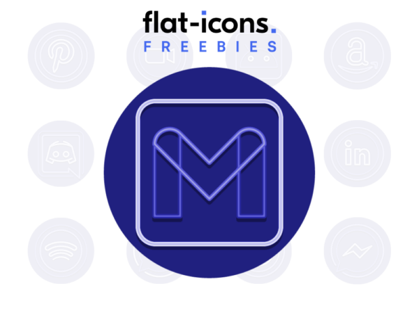 Neon Blue Gmail Icon - Free - Flat Icons