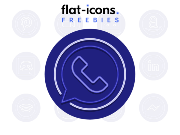 Neon Blue WhatsApp Icon - Free - Flat Icons