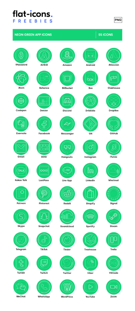 Neon Green App Icon Set - Free - Flat Icons