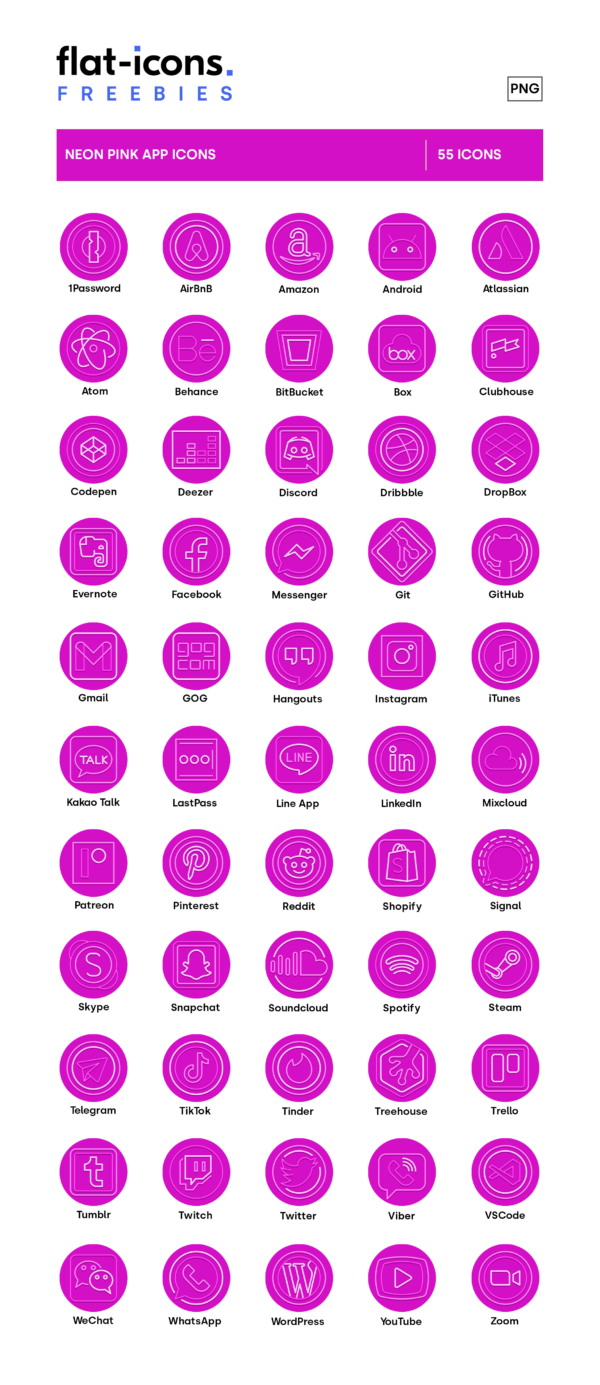 Neon Pink App Icon Set - Free - Flat Icons