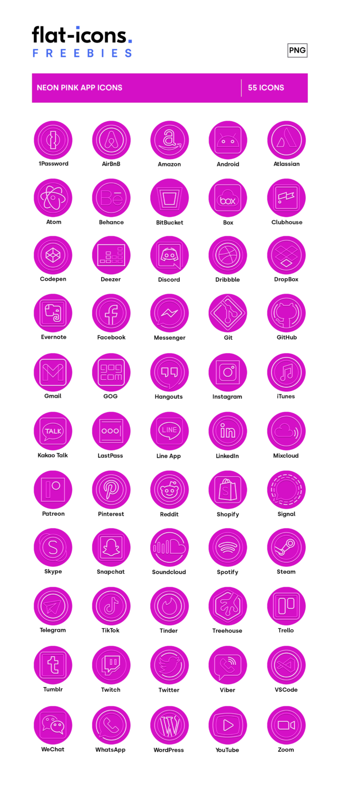 Neon Pink App Icon Set - Free - Flat Icons