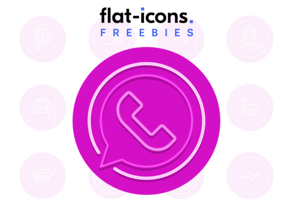 Neon Pink WhatsApp Icon - Free - Flat Icons