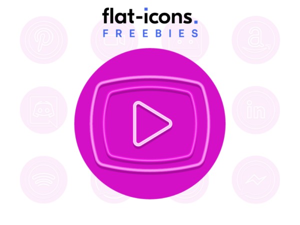 Neon Pink YouTube Icon - Free - Flat Icons