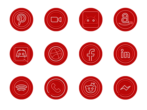 Neon Red App Icon Set - Free - Flat Icons