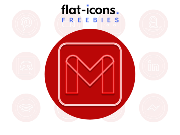 Neon Red Gmail Icon - Free - Flat Icons