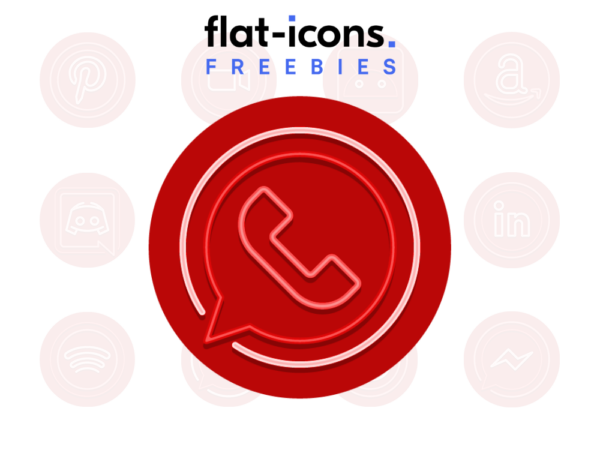 Neon Red WhatsApp Icon - Free - Flat Icons