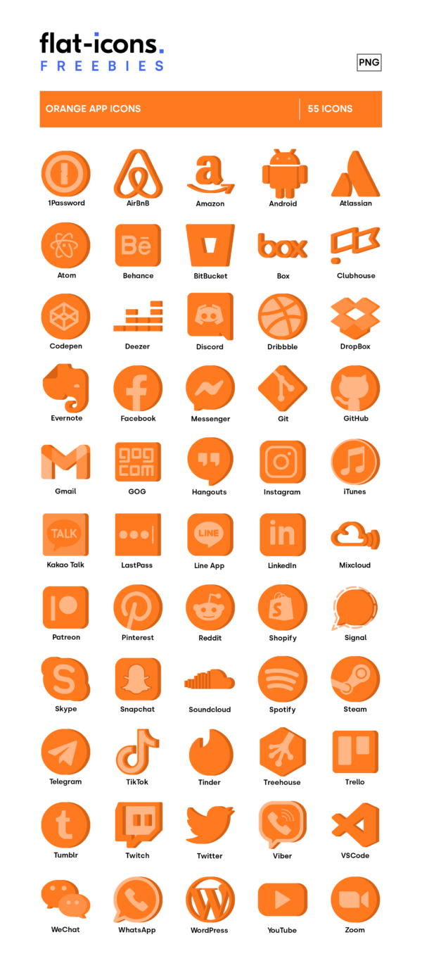 Orange App Icon Set - Free - Flat Icons