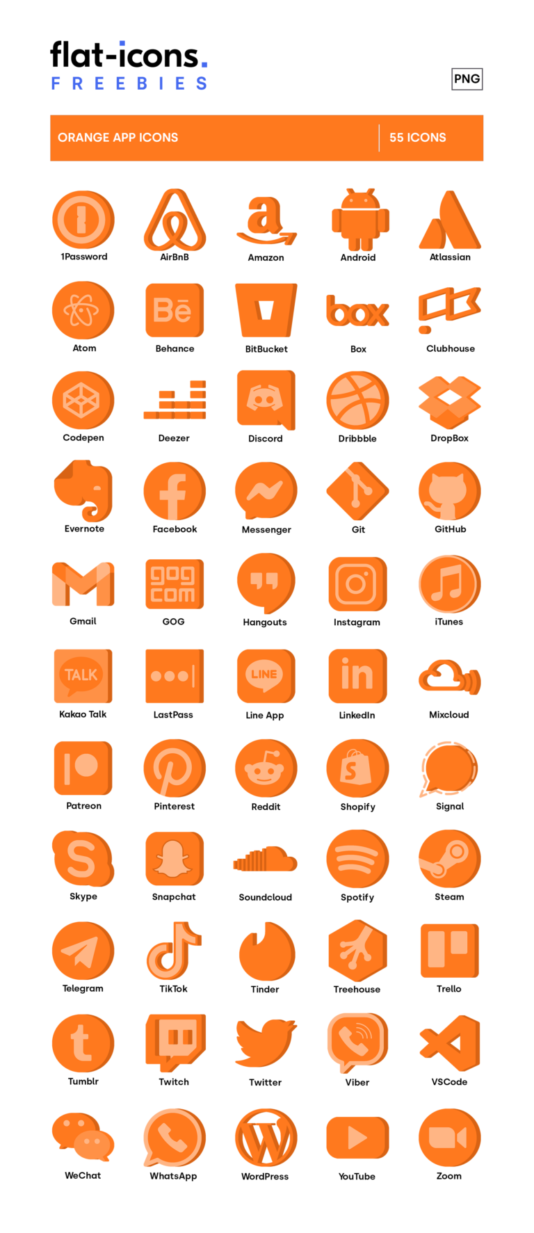 Orange App Icon Set - Free - Flat Icons